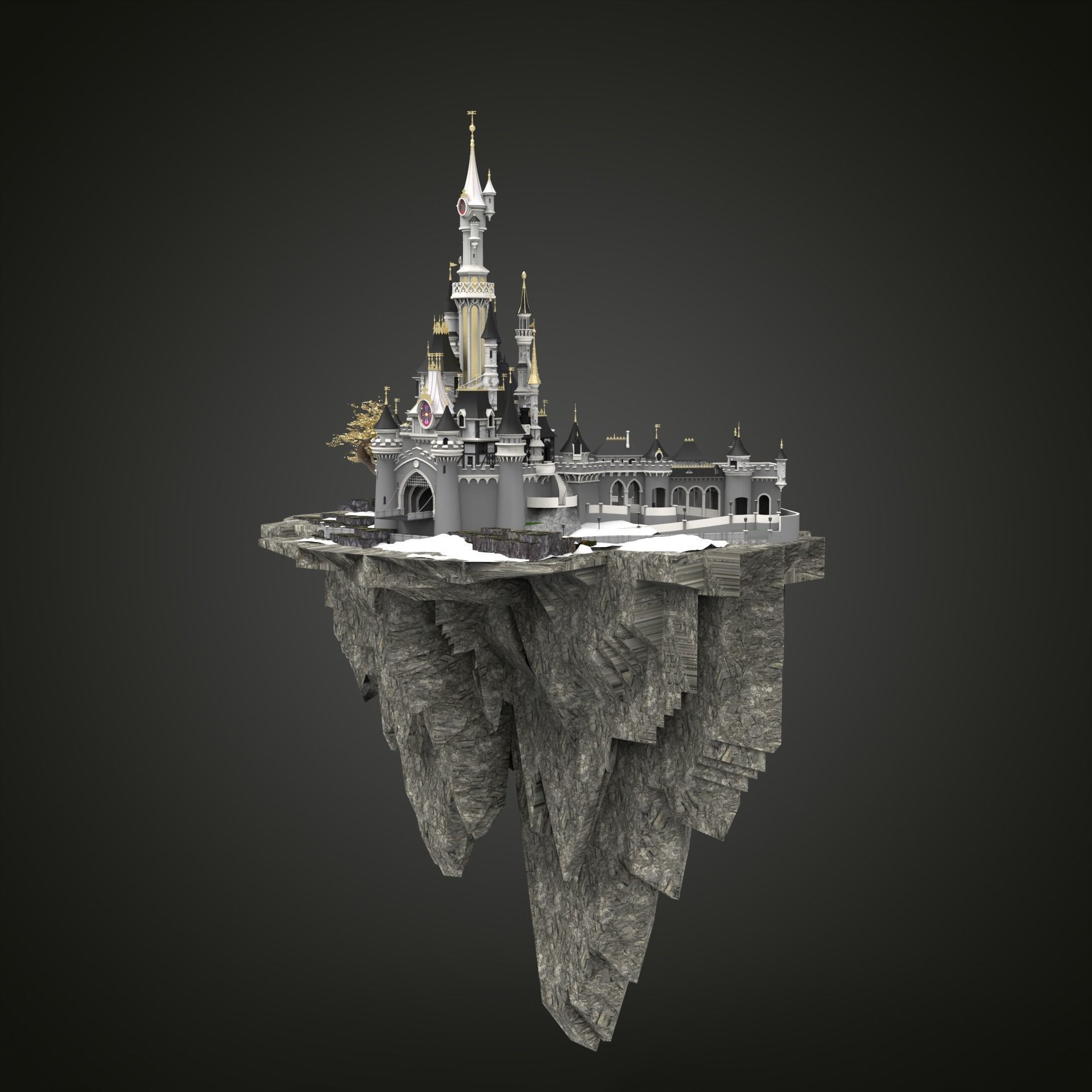 Flying Castle island 3D model | CGTrader