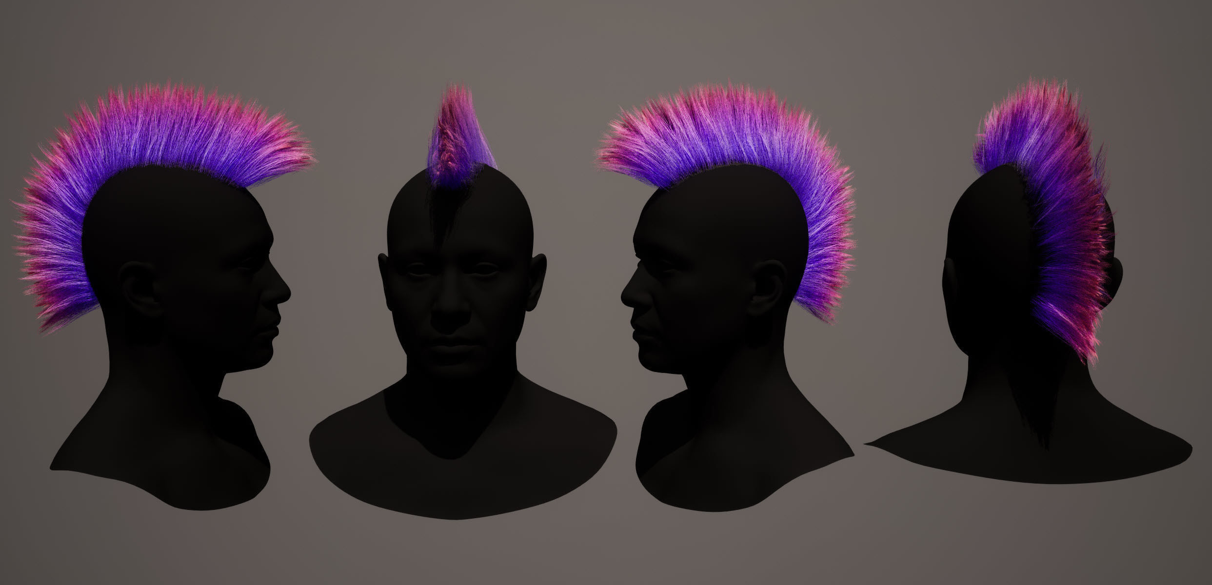 3D model Real time mohawk hair VR / AR / low-poly | CGTrader