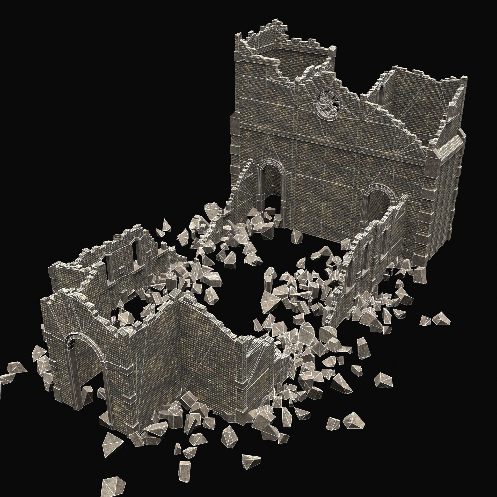 3D model RUINED RUIN MEDIEVAL CHURCH TEMPLE GOTHIC CASTLE COLLECTION VR ...