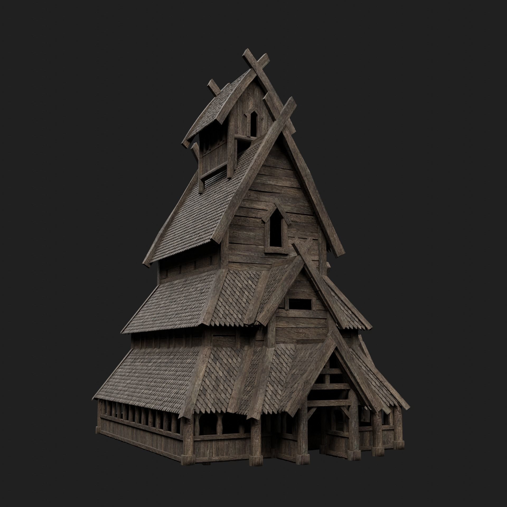 3D model VIKING WOODEN NORSE CHURCH GOTHIC TEMPLE AAA COLLECTION VR ...