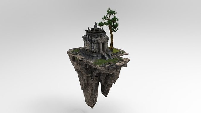 flying temple island 3D model | CGTrader
