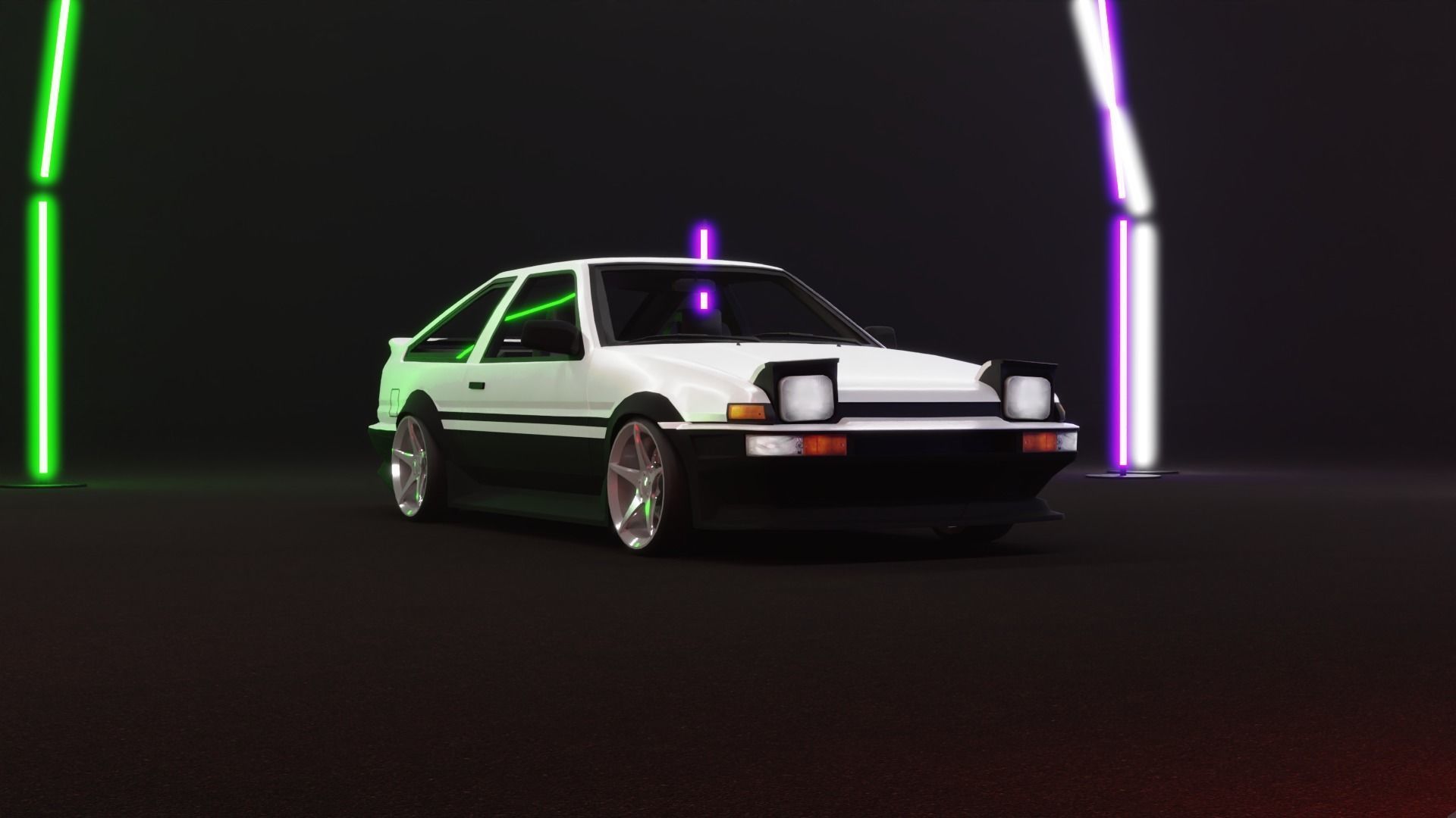 3D model TOYOTA AE86 Low poly Game Ready All Lights All textures VR ...