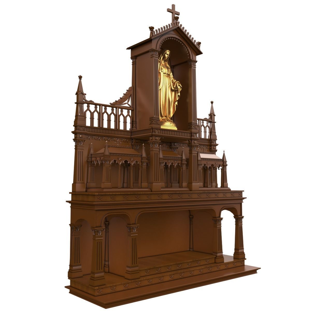 wooden christian altar luxury golden statue of god 3D model | CGTrader