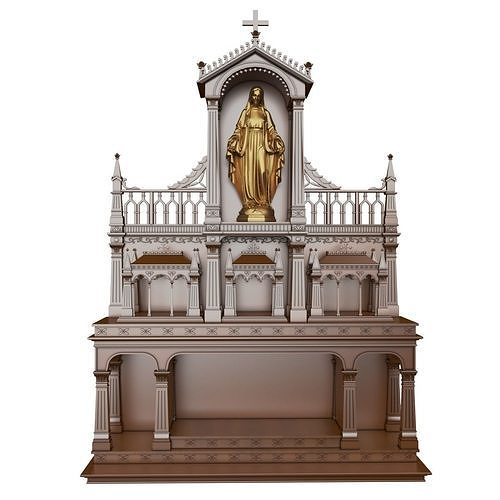 wooden christian altar luxury golden statue of god 3D model | CGTrader