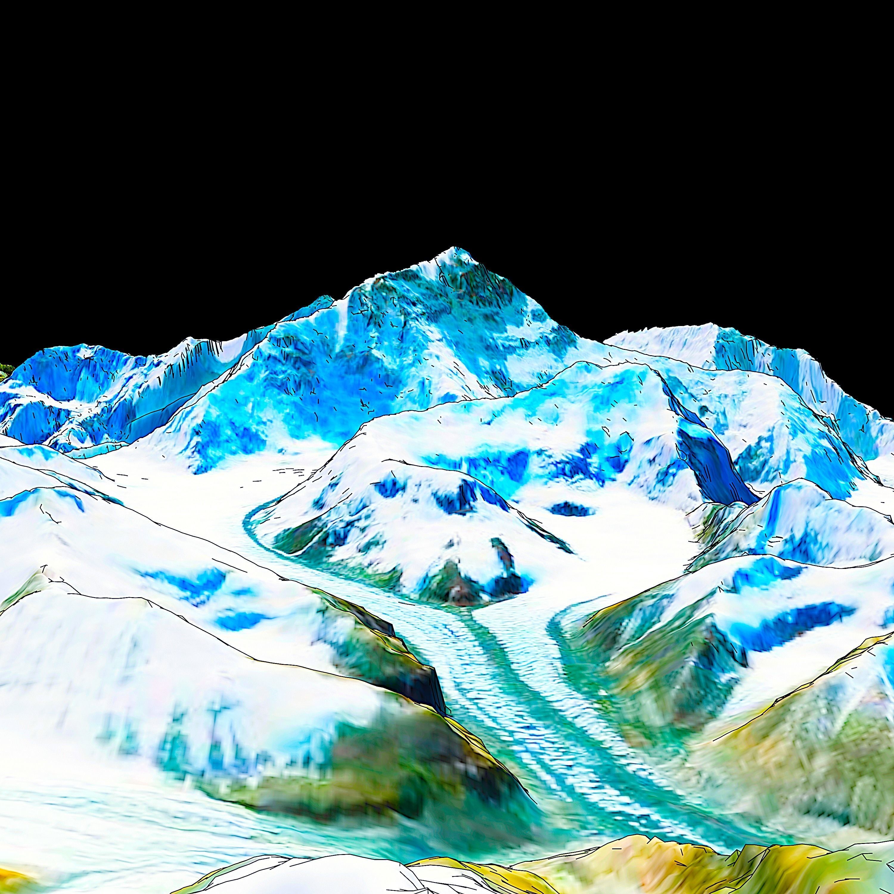 Himalaya Mountains with Mt Everest Map dae obj ply stl fbx mtl 3D model ...