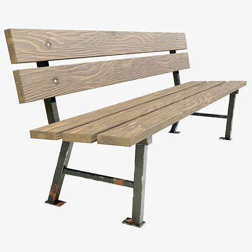 Wood Metal Bench 3D model | CGTrader