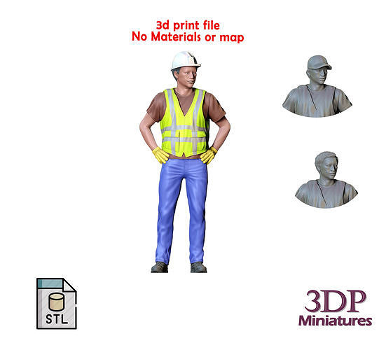N13 Construction worker standing 3D model 3D printable | CGTrader