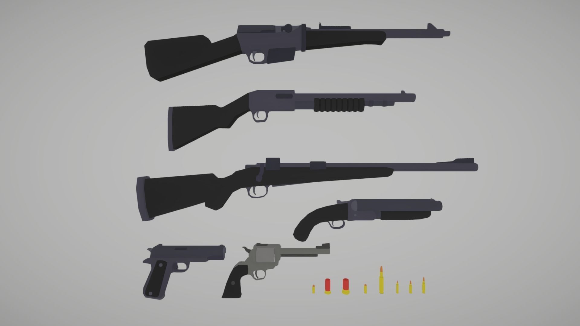 3D model Flat World - Guns With Skins - Rigged and Animated VR / AR ...