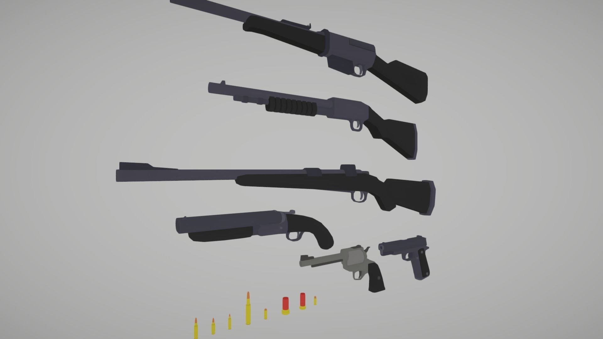 3D model Flat World - Guns With Skins - Rigged and Animated VR / AR ...