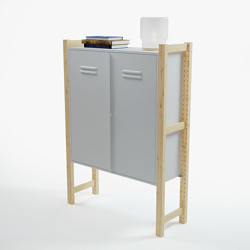 IKEA set with IVAR Cabinet with doors and IVAR side pillars 3D model ...