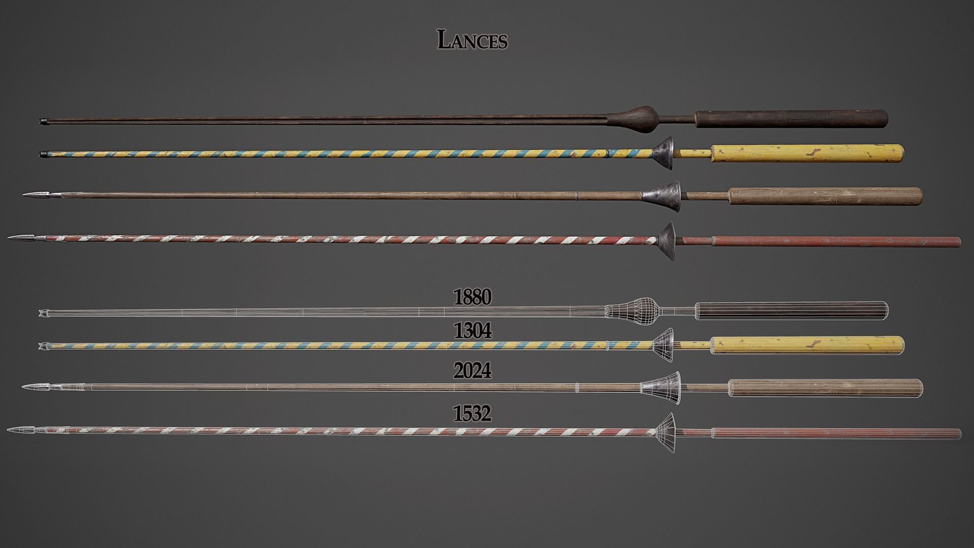 3D model Medieval Polearms - I VR / AR / low-poly | CGTrader