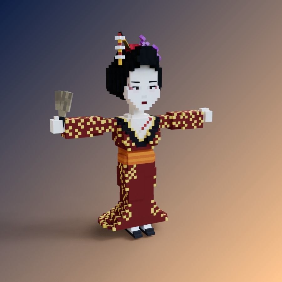 3D model Voxel Geisha VR / AR / low-poly | CGTrader