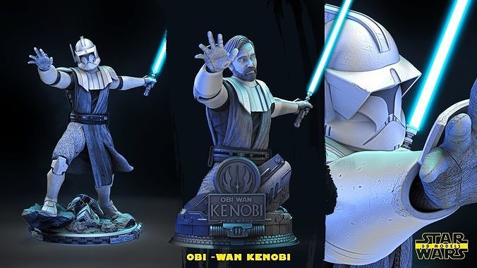 Obi Wan Kenobi Clone Wars Bust Star Wars 3D Models 3D model 3D ...