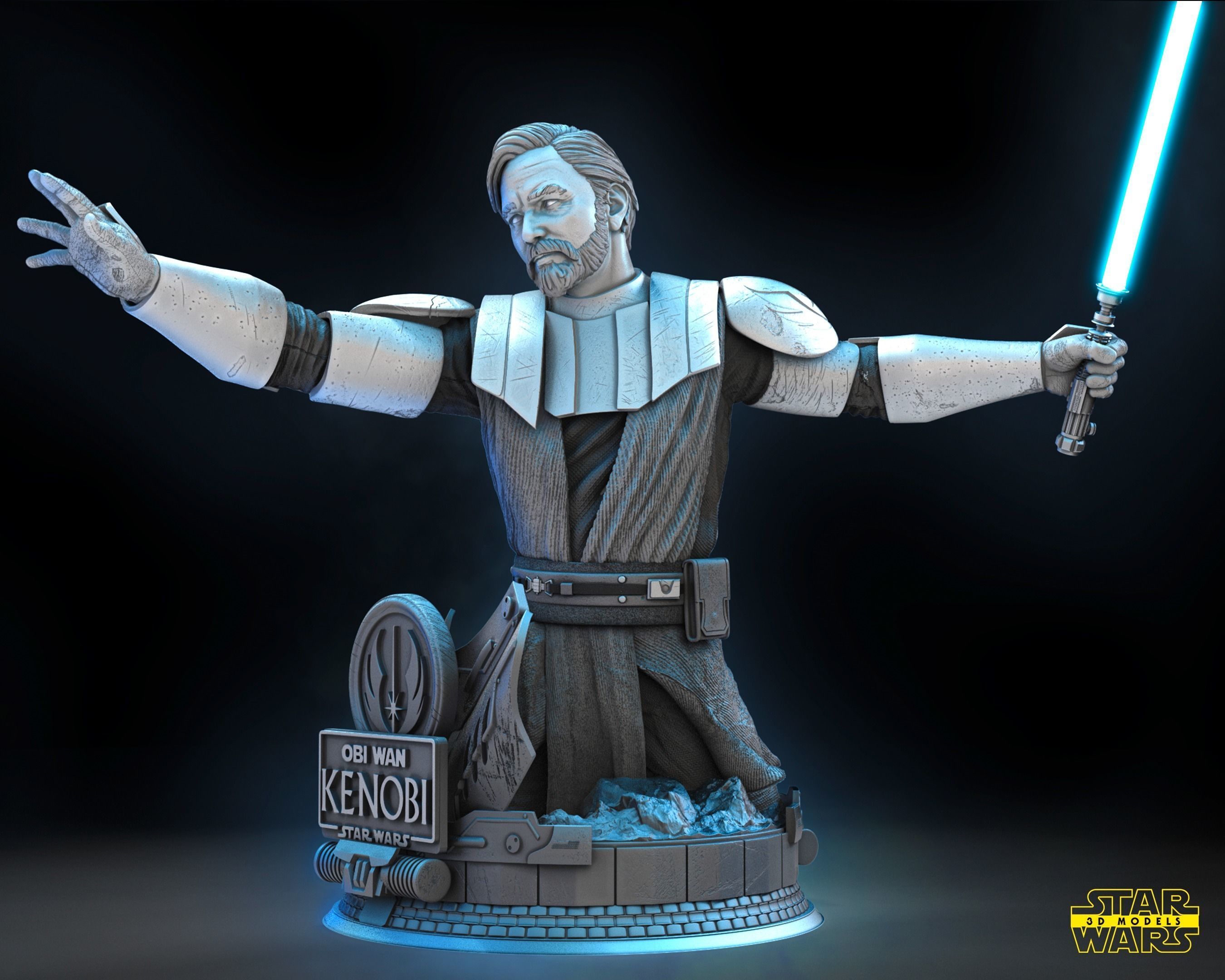 Obi Wan Kenobi Clone Wars Bust Star Wars 3D Models 3D model 3D printable | CGTrader