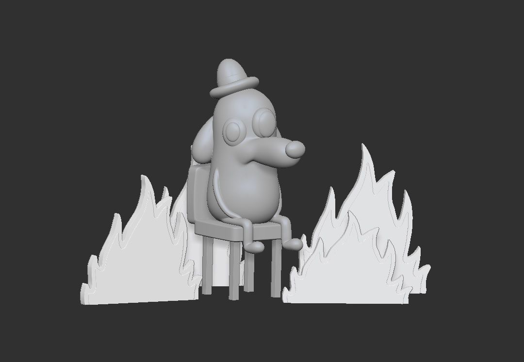 this is fine dog on fire meme 3D model 3D printable | CGTrader