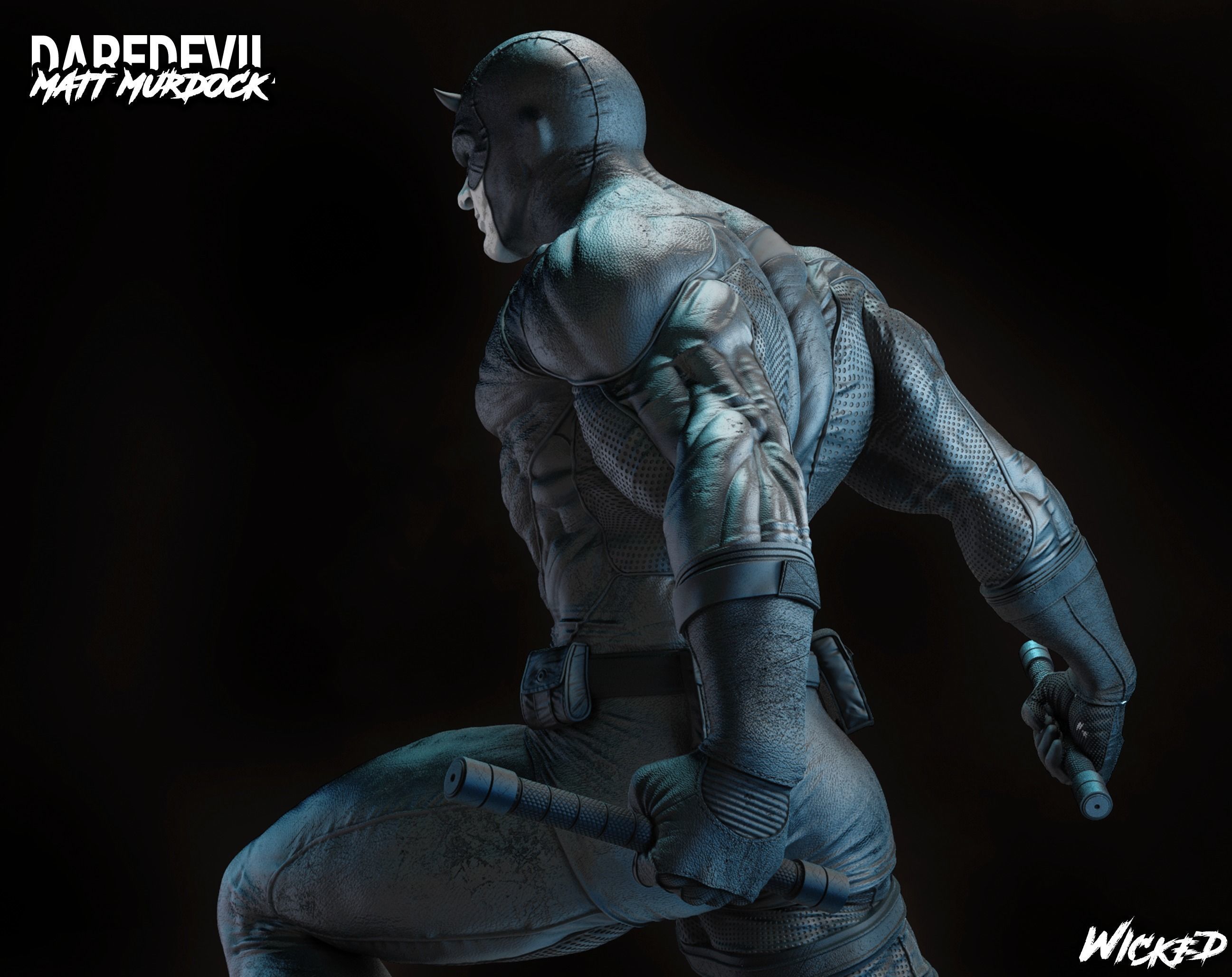 Wicked Marvel Daredevil Sculpture ready for 3d printing 3D model 3D ...