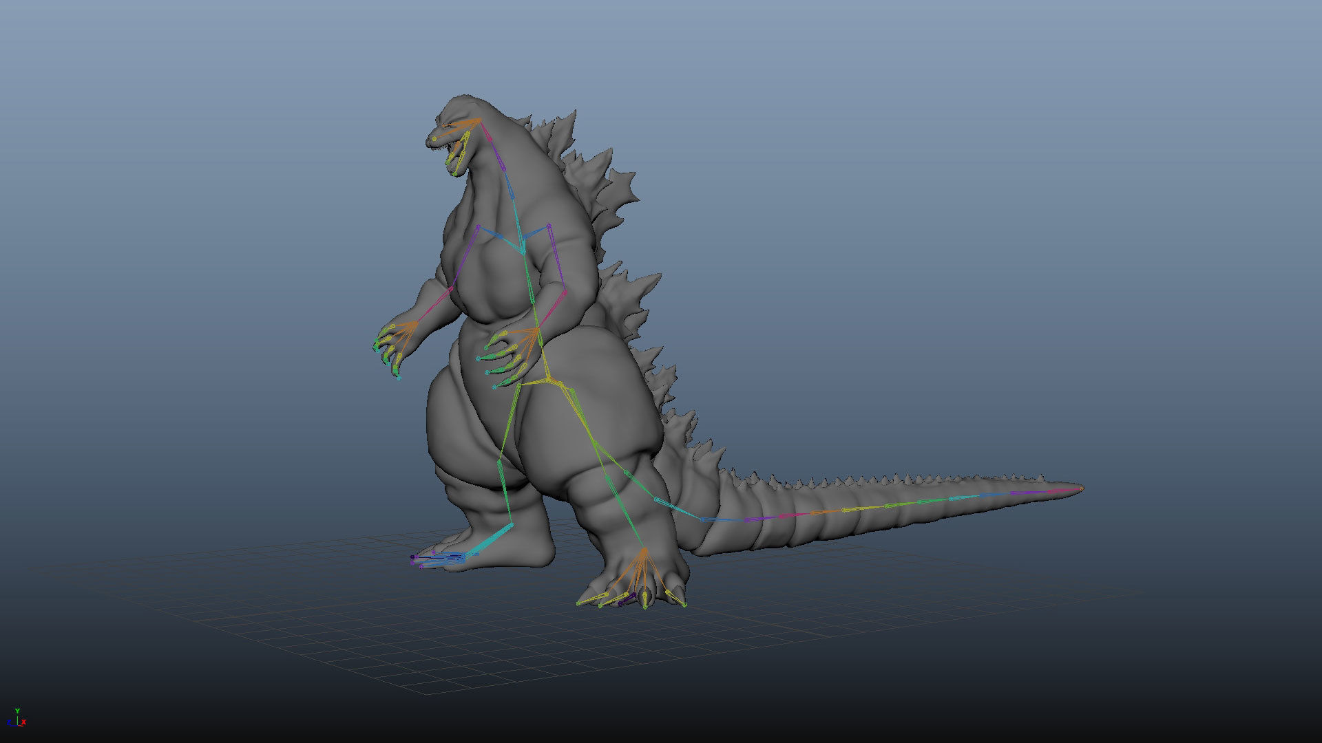Burning Godzilla 3D model animated rigged | CGTrader