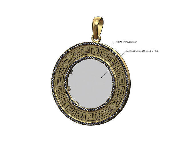 Diamond Mexican Centenario 37mm coin bezel pendant frame 3D model 3D ...