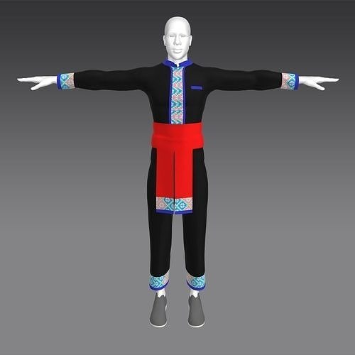 Hmong man traditional pants outfit 3d cartoon 3D model | CGTrader