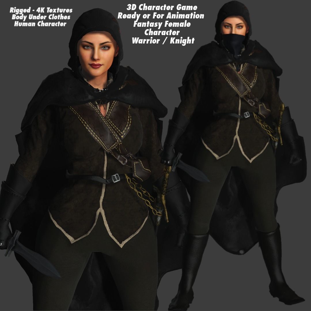 3D model AAA 3D FANTASY WARRIOR ASSASSIN - REALISTIC RIG GAME CHARACTER ...