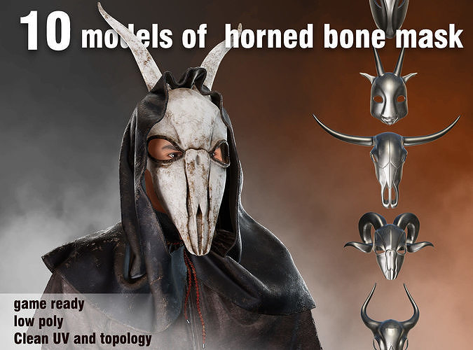 3D model Horned bone mask VR / AR / low-poly | CGTrader