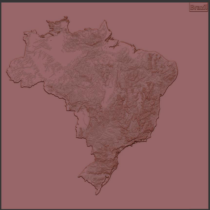 Brazil Terrain Topography Elevation DEM Geography Landscape 3D model ...