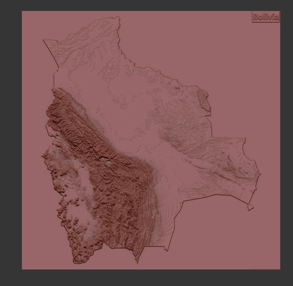 Bolivia Terrain Topography Elevation DEM Geography Landscape 3D model ...