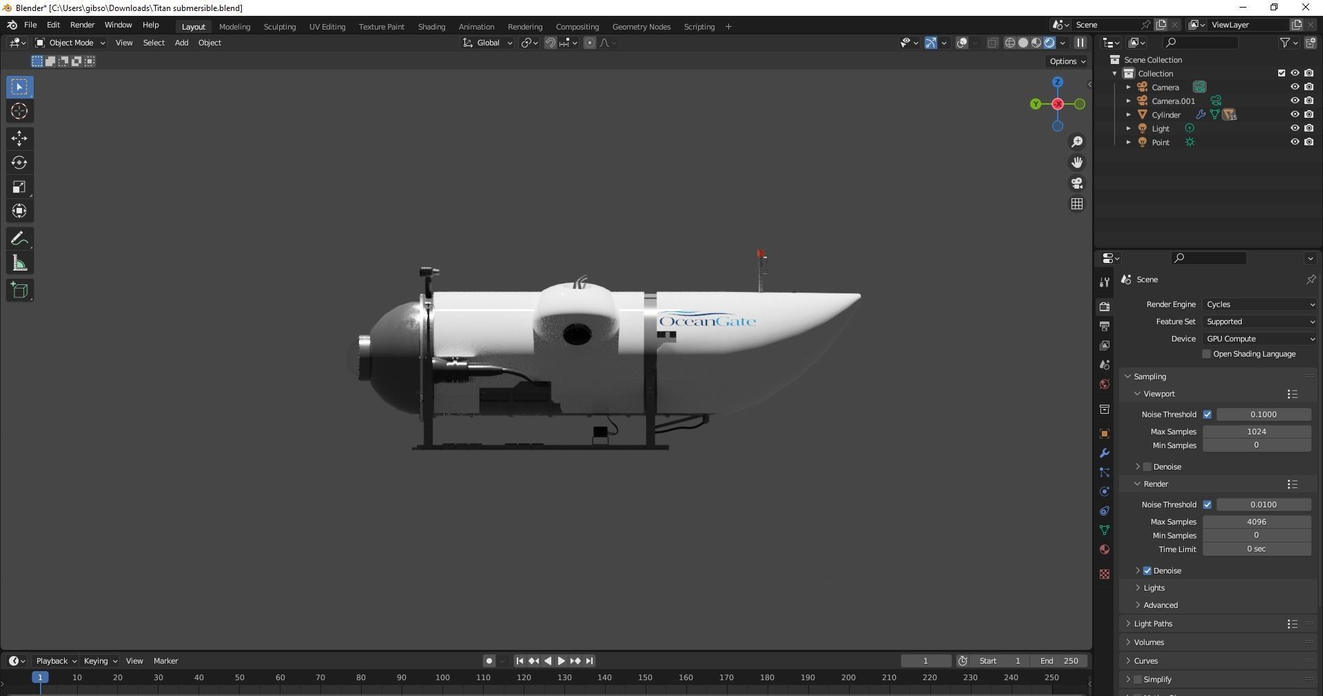 3D model Ocean Gate Titan submarine VR / AR / low-poly | CGTrader