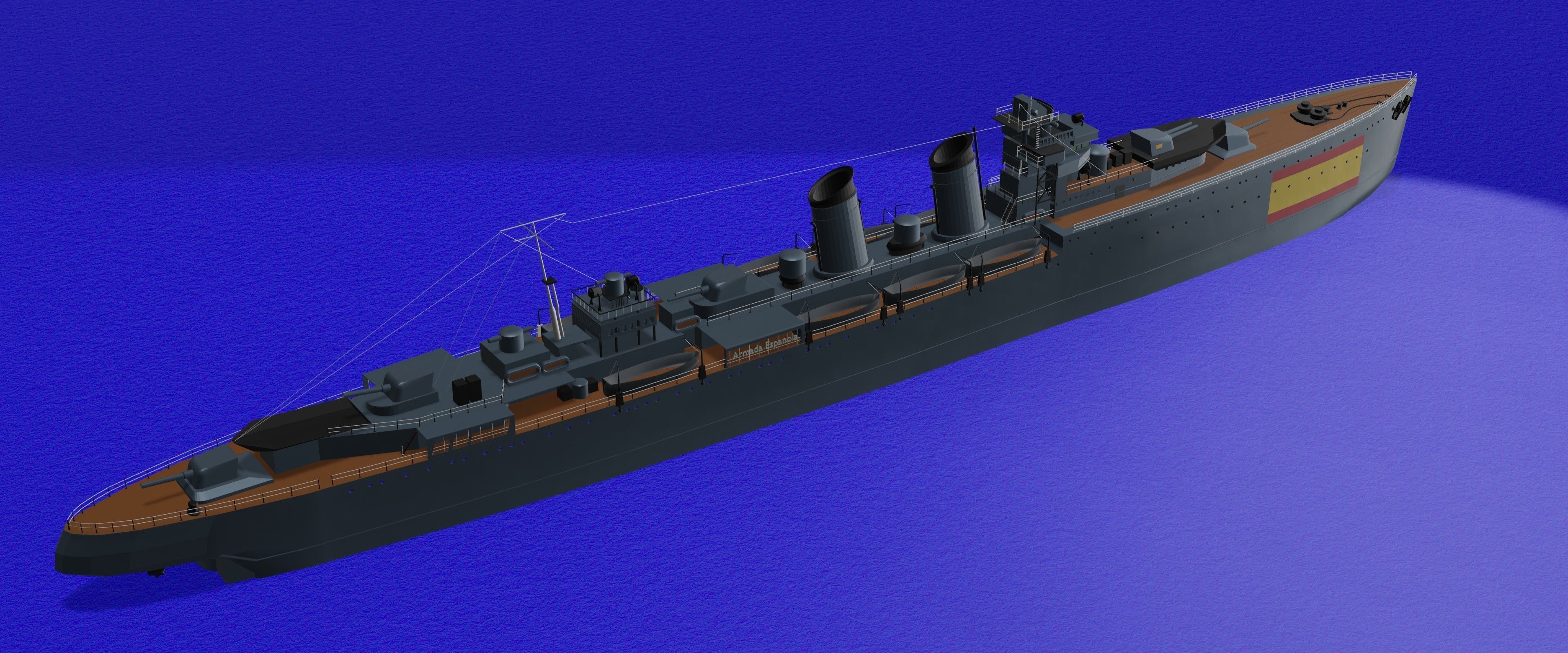Almirante Cervera-class cruiser 3D model 3D model rigged | CGTrader