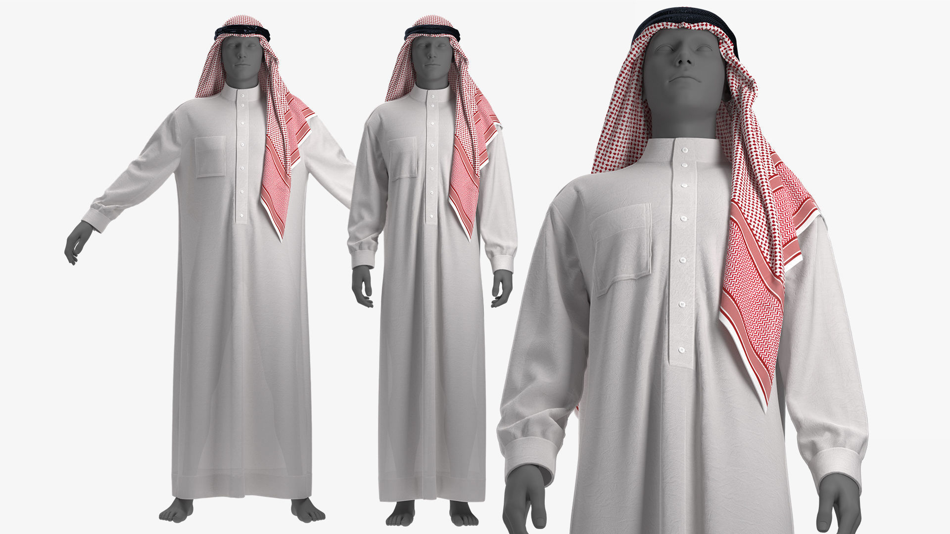 Thobe and Keffiyeh Fitted to Gen8 Body Mesh 3D model | CGTrader