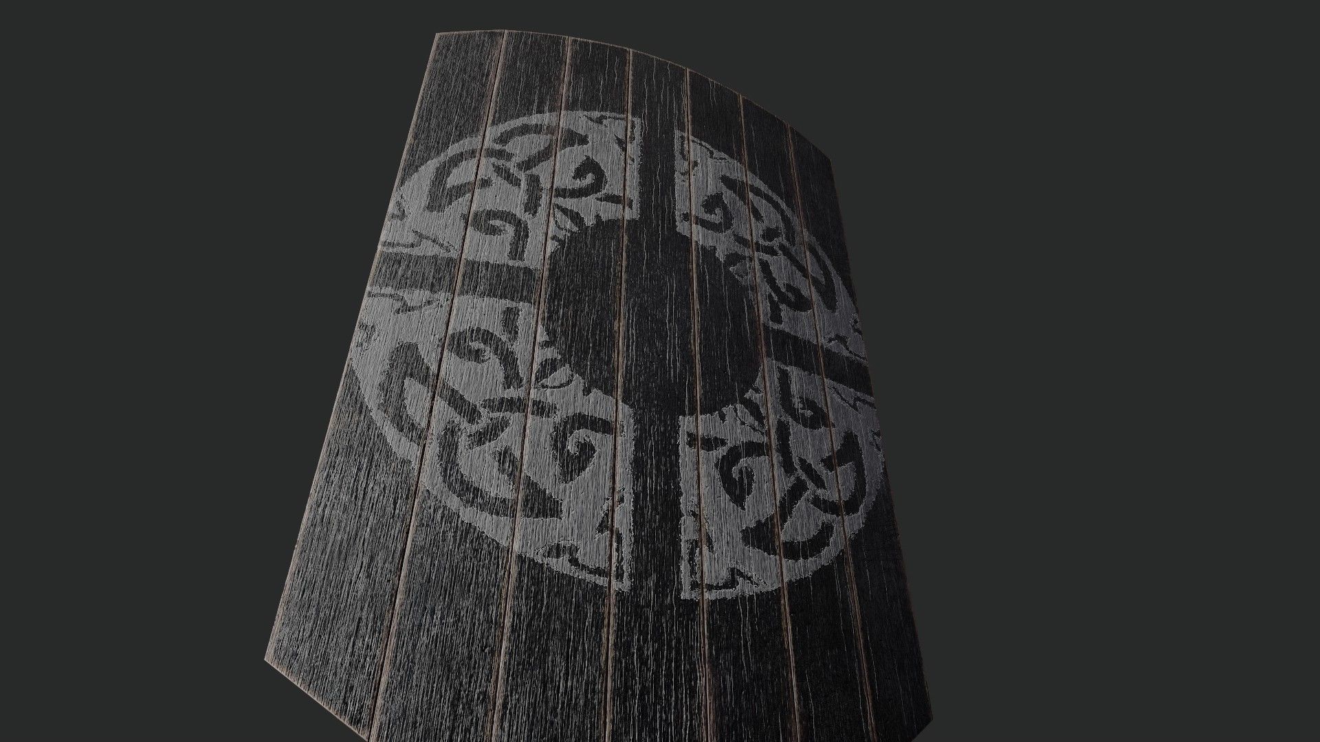 3D model Slavic square wooden shield-painted black with nordic symbol ...