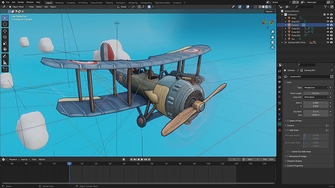 3D model Low Poly Plane Animation VR / AR / low-poly | CGTrader