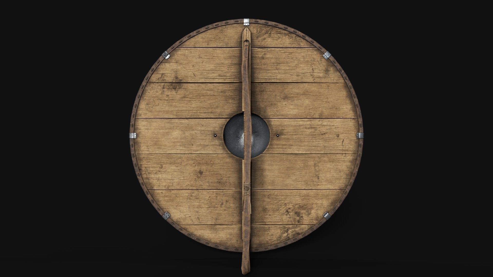 3D model Slavic round leather shield-painted red with pagan symbol VR ...