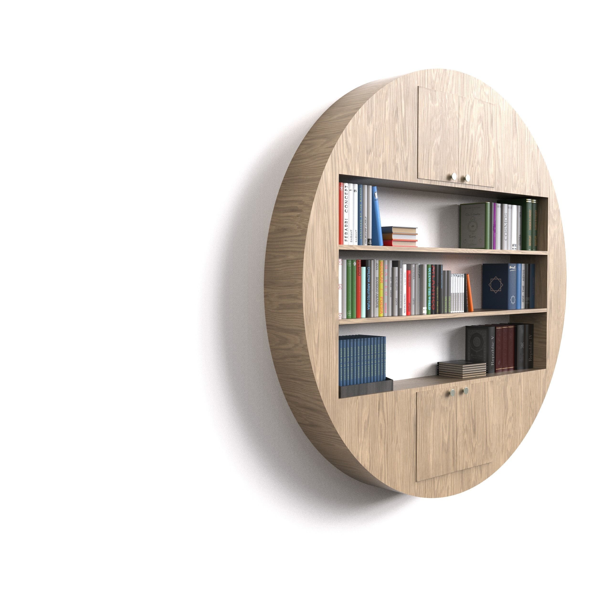 3D model Round Bookcase - Bookshelf VR / AR / low-poly | CGTrader