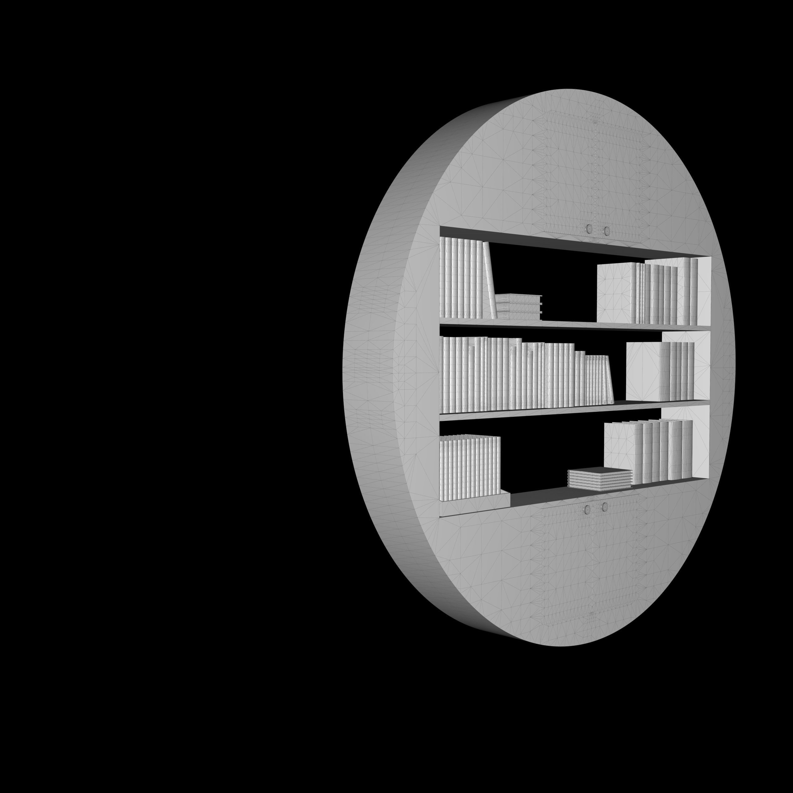 3D model Round Bookcase - Bookshelf VR / AR / low-poly | CGTrader