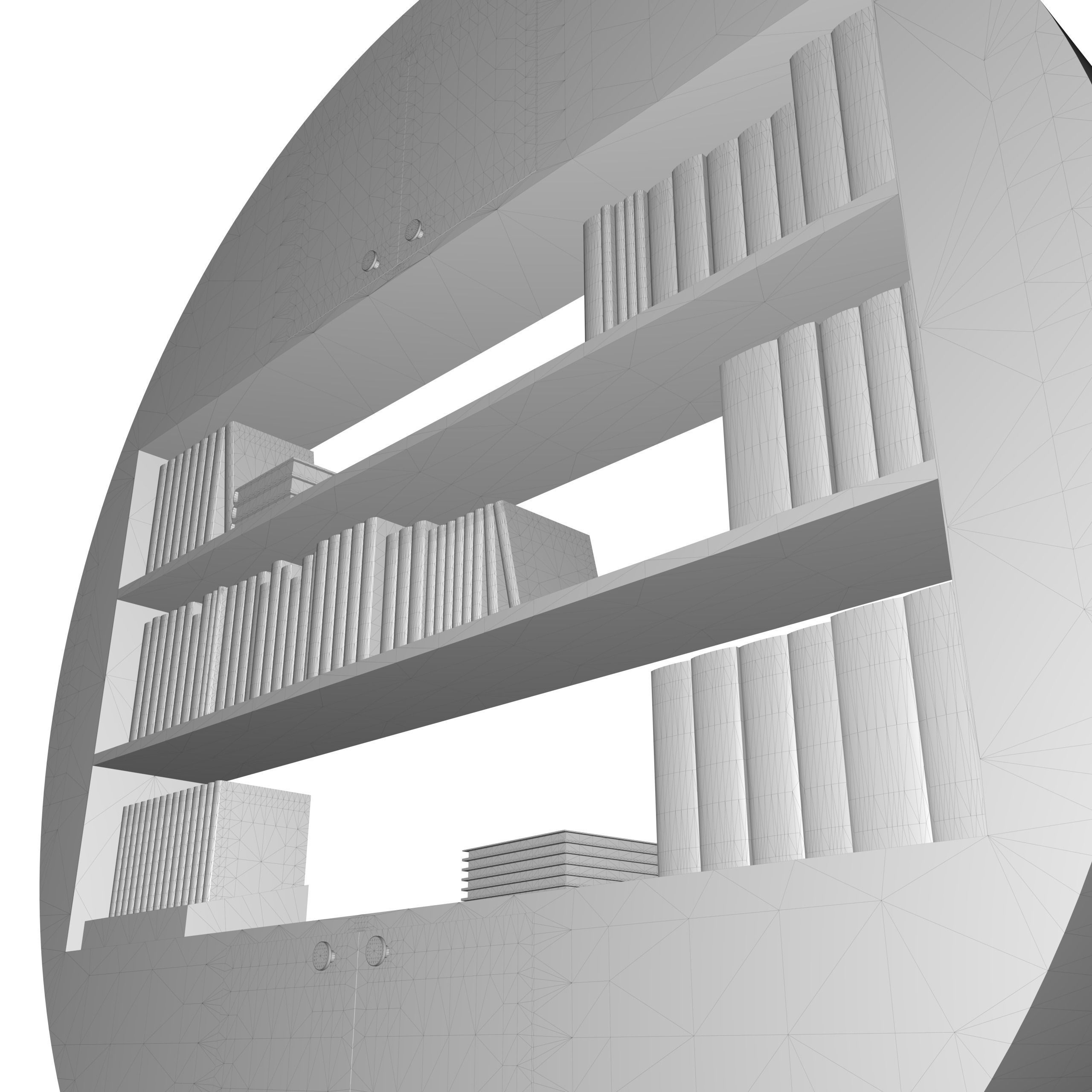 3D model Round Bookcase - Bookshelf VR / AR / low-poly | CGTrader