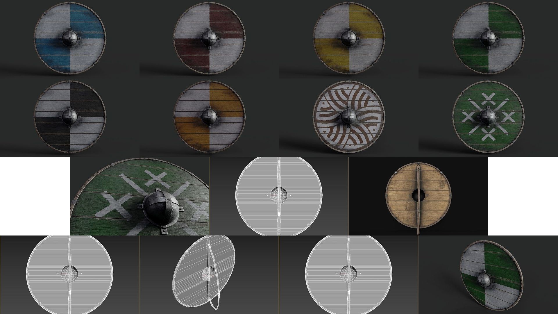 Slavic round shields 40 pieces 3D Model Collection | CGTrader