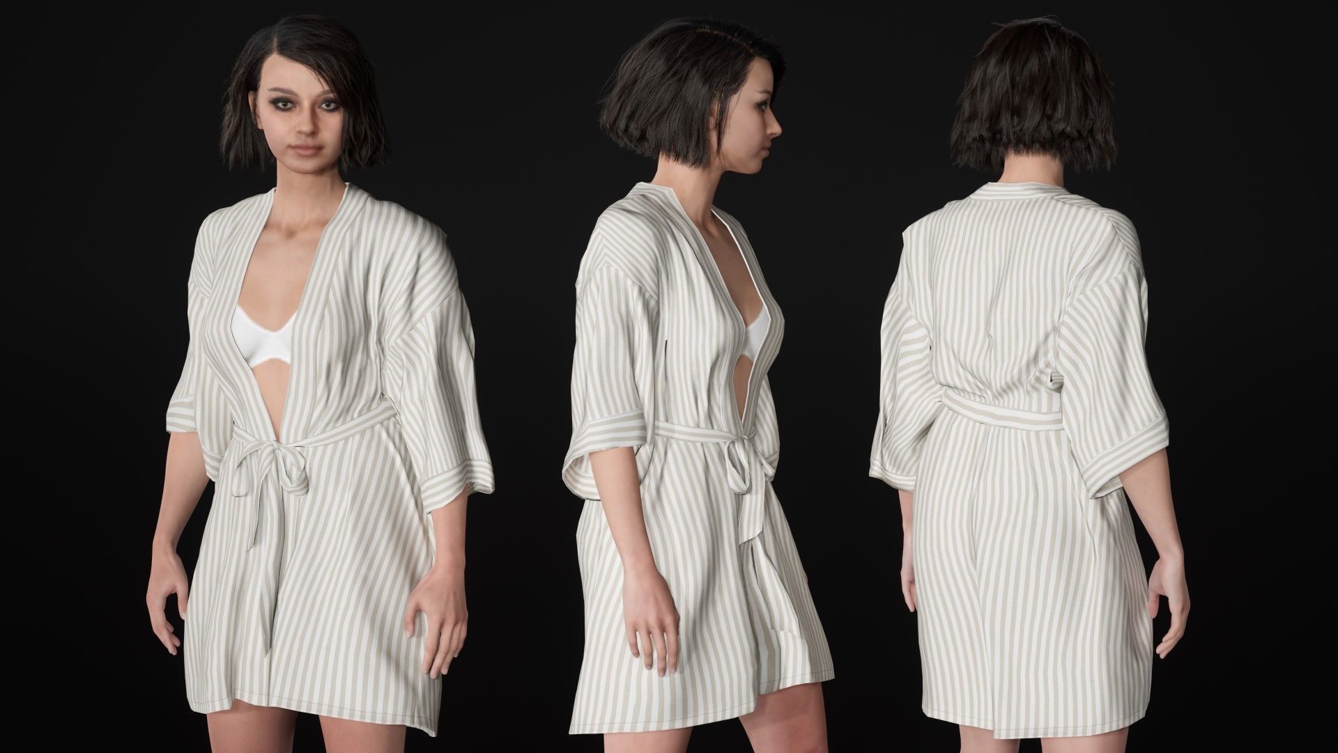 3D model Woman - Bathrobe - Modular - Rigged VR / AR / low-poly rigged ...