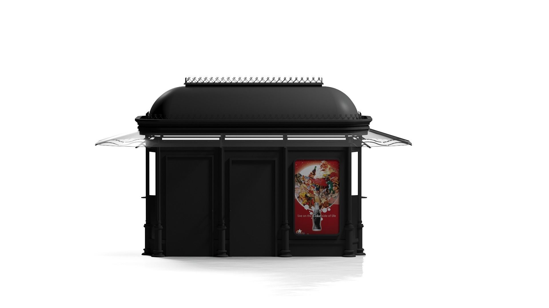 Classical Black Metal Street Kiosk 2x4m 3DS Max Vray Corona 3D model ...