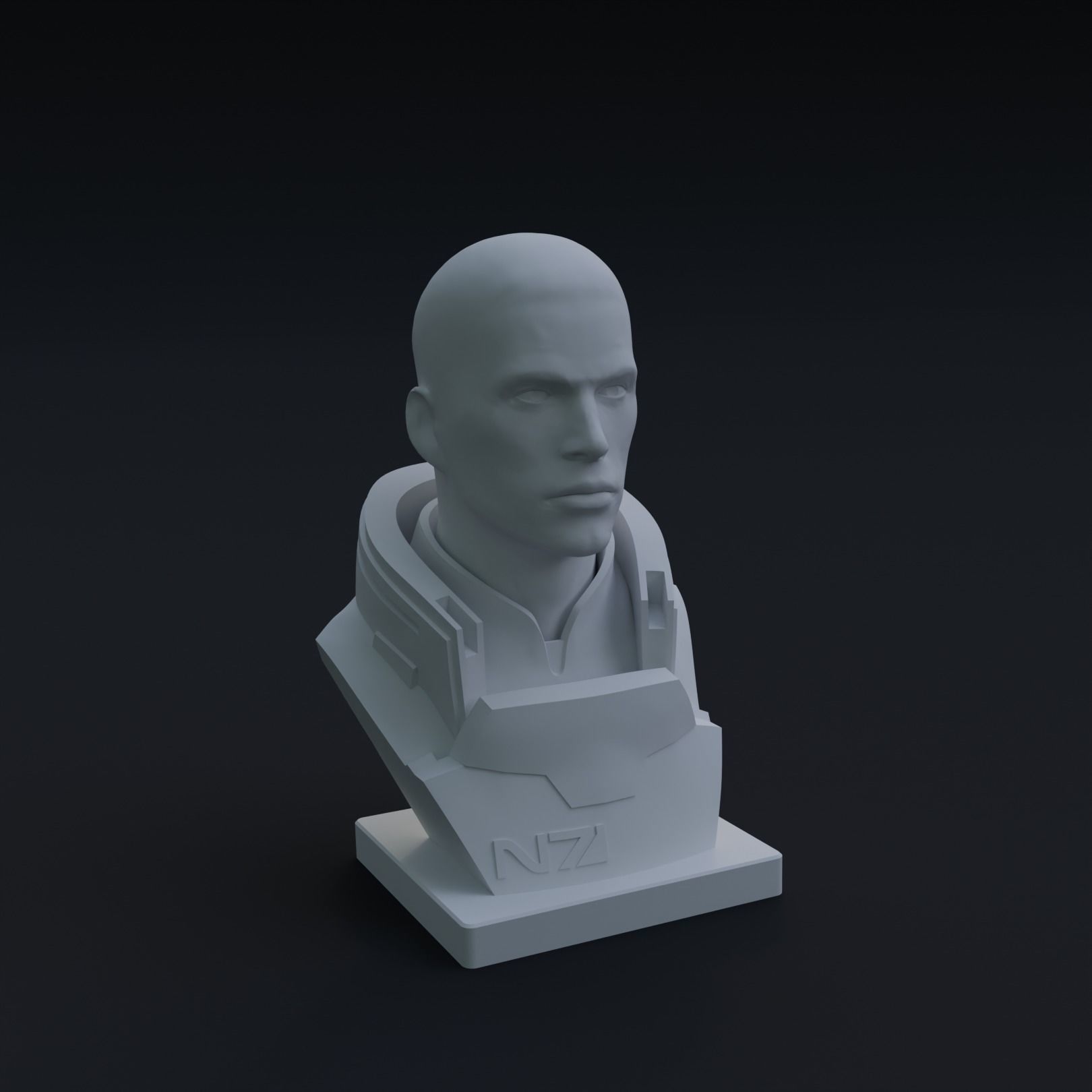 Mass Effect - Commander Shepard Bust 3D model 3D printable | CGTrader