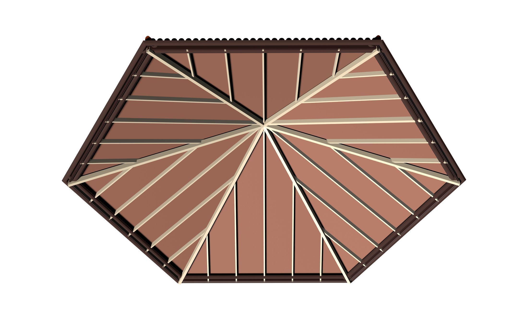 Hexagon roof with clay tile 3D model | CGTrader