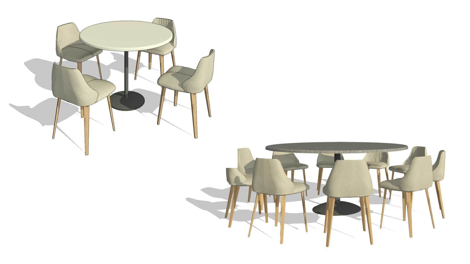 Parametric Revit Round Table Chair Configuration Setups Family 3D model ...