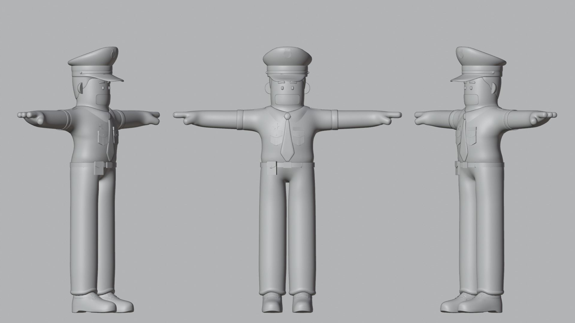 Minimal Cop Cartoon Character 3D model rigged | CGTrader