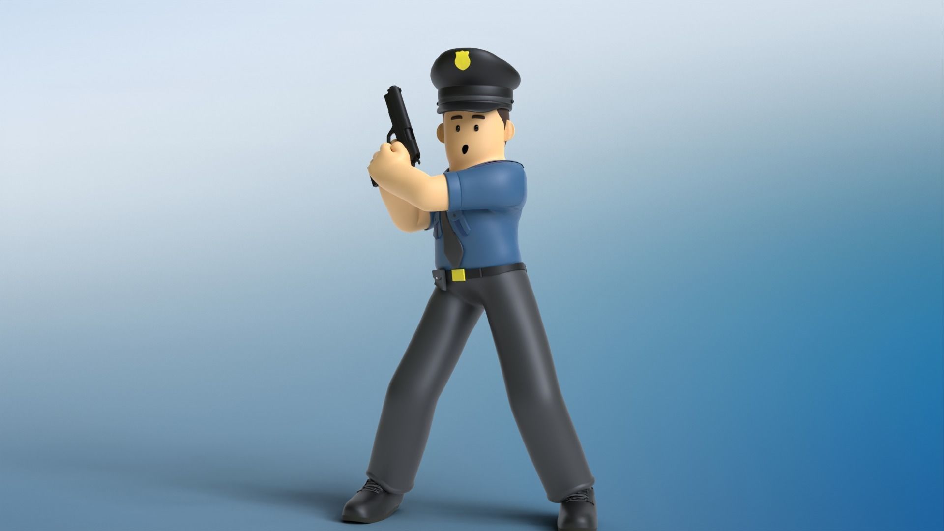 Minimal Cop Cartoon Character 3D model rigged | CGTrader