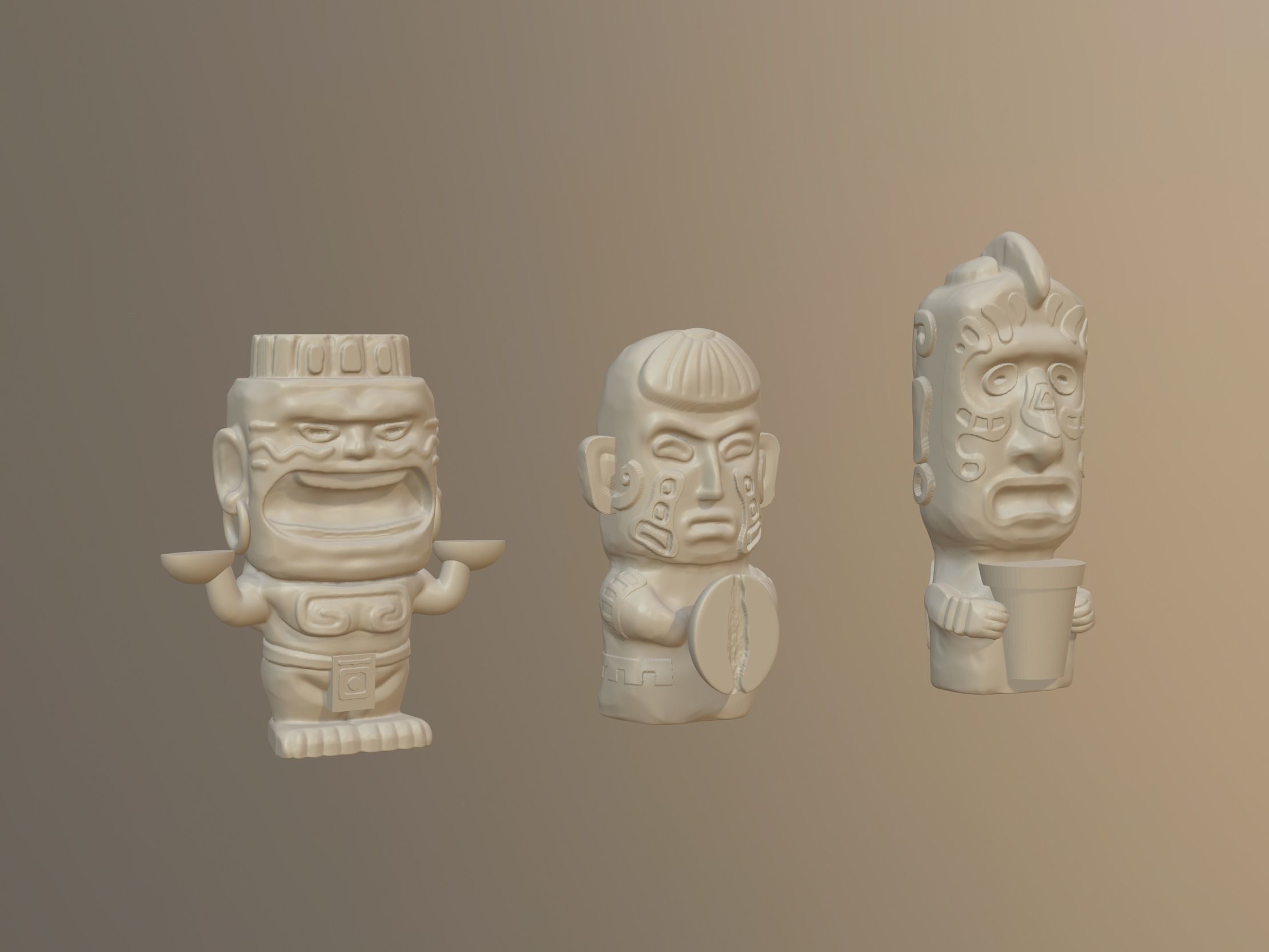 3 Styles of Tribe Statues 3D Model 3D model | CGTrader