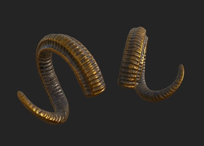 Golden Ram Horn CGI model 3D model | CGTrader
