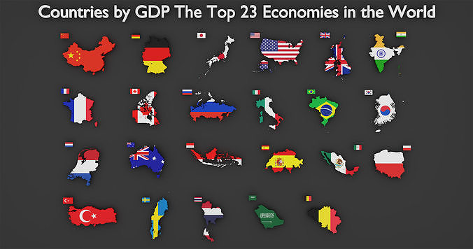 3D model Countries by GDP The Top 23 Economies in the World PACK VR ...