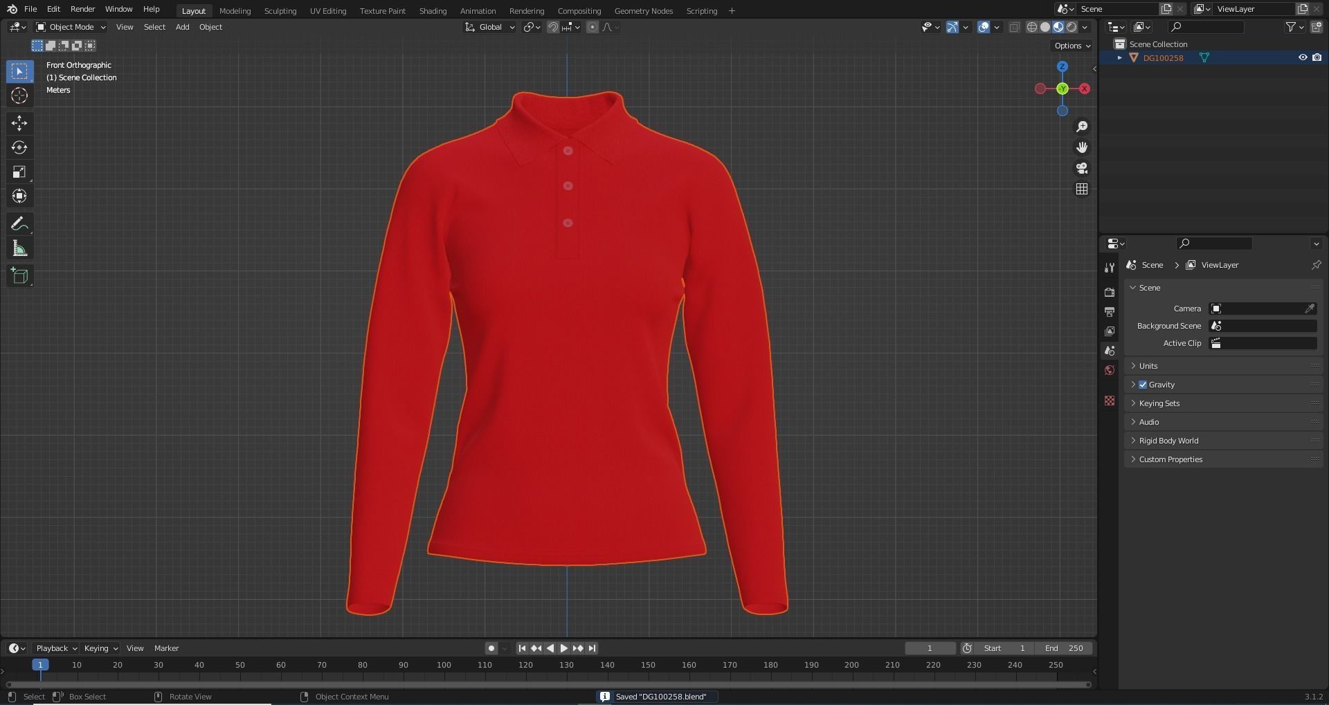Women Long Sleeve Polo Tee Shirt 3D model | CGTrader