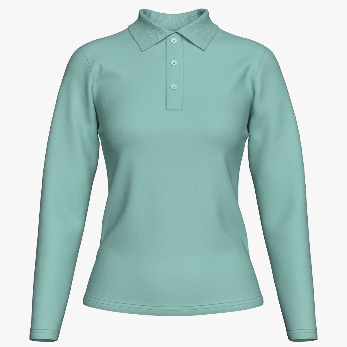 Women Long Sleeve Polo Tee Shirt 3D model | CGTrader
