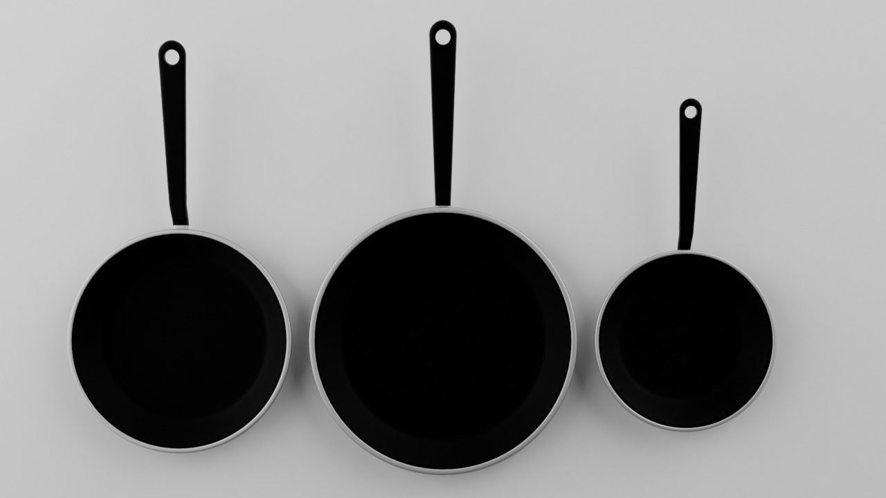 3D model Three frying pans VR / AR / low-poly | CGTrader